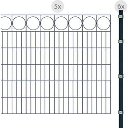 Arvotec Doppelstabmattenzaun ESSENTIAL 120 zum Einbetonieren "Ring" mit Zierleiste, (Set), Zaunhöhe 120 cm, Zaunlänge 2 - 60 m, grau