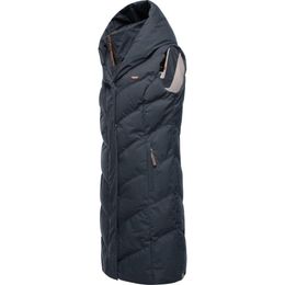 Ragwear Steppweste Natalka Vest stylische, gesteppte Winterweste mit gefütterter Kapuze, blau