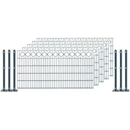 Arvotec Doppelstabmattenzaun EASY 100 zum Aufschrauben "Karo" mit Zierleiste, (Set), Zaunhöhe 100 cm, Zaunlänge 2 - 60 m, grau