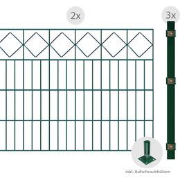Arvotec Doppelstabmattenzaun ESSENTIAL 80 zum Aufschrauben "Karo" mit Zierleiste, (Set), Zaunhöhe 80 cm, Zaunlänge 2 - 60 m, grün