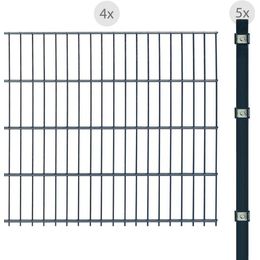 Arvotec Doppelstabmattenzaun ESSENTIAL 83 zum Einbetonieren, (Set, 9-St), Zaunhöhe 83 cm, Zaunlänge 2 - 60 m, grau