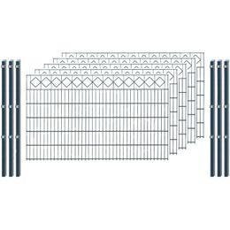 Arvotec Doppelstabmattenzaun EXCLUSIVE 120 zum Einbetonieren "Karo" mit Zierleiste, (Set), Zaunhöhe 120 cm, Zaunlänge 2 - 60 m, grau