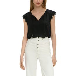 QS Blusentop mit Broderie Anglaise - Spitze und Stickereien, schwarz