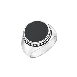 Giorgio Martello MILANO Silberring Siegelring mit schwarzem Achat, Silber 925, schwarz