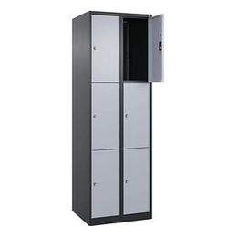 C+P CP Schließfachschrank Classic Plus schwarzgrau, weißaluminium 080000-203 S10041, 6 Schließfächer 60,0 x 50,0 x 185,0 cm