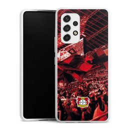 DeinDesign Galaxy A53 5G Handy Silikon H&uuml;lle Case wei&szlig; Handyh&uuml;lle Merchandise Bayer 04 Leverkusen Official Licensed Product Silikon Case