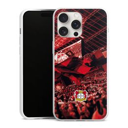 DeinDesign iPhone 15 Pro Max Handy Silikon H&uuml;lle Case wei&szlig; Handyh&uuml;lle Merchandise Official Licensed Product Bayer 04 Leverkusen Silikon Case