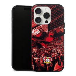 DeinDesign iPhone 15 Pro Handy Slim Case extra d&uuml;nn Silikon Handyh&uuml;lle schwarz H&uuml;lle Merchandise Official Licensed Product Bayer 04 Leverkusen Silikon Slim Case