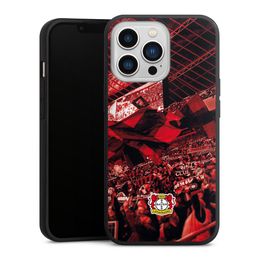 DeinDesign iPhone 13 Pro Handy Premium Silikon H&uuml;lle Handyh&uuml;lle schwarz Case Merchandise Official Licensed Product Bayer 04 Leverkusen Silikon Premium Case