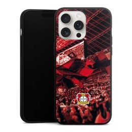 DeinDesign iPhone 15 Pro Max Handy Premium Silikon H&uuml;lle Handyh&uuml;lle schwarz Case Merchandise Official Licensed Product Bayer 04 Leverkusen Silikon Premium Case