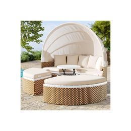 Gotagee Gartenlounge-Set Garten-Lounge-Sessel-Set Rattan-Gartentisch und Stühle-Set Sonneninsel