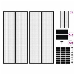 vidaXL Insektenschutz-Fensterrahmen Insektenschutz Türvorhänge 2 Stk mit Magnet Schwarz 220x110 cm