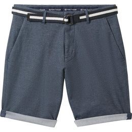 Tom Tailor Chino-Shorts, Gürtel, Eingrifftaschen, für Herren, blau, 33