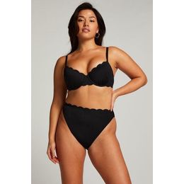 Hunkemöller Hunkemöller Bikini-Slip mit hohem Beinausschnitt Scallop Schwarz