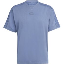 Adidas T-Shirt, Baumwolle, Logo-Stickerei, für Herren, blau, S