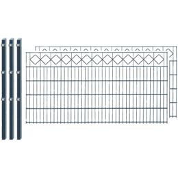 Arvotec Doppelstabmattenzaun EXCLUSIVE 100 zum Einbetonieren "Karo" mit Zierleiste, (Set), Zaunhöhe 100 cm, Zaunlänge 2 - 60 m, grau