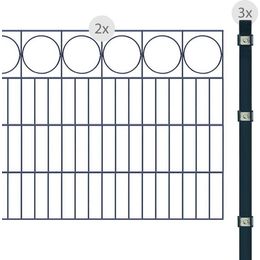 Arvotec Doppelstabmattenzaun ESSENTIAL 80 zum Einbetonieren "Ring" mit Zierleiste, (Set), Zaunhöhe 80 cm, Zaunlänge 2 - 60 m, grau