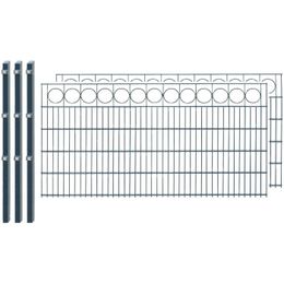 Arvotec Doppelstabmattenzaun EXCLUSIVE 100 zum Einbetonieren "Ring" mit Zierleiste, (Set), Zaunhöhe 100 cm, Zaunlänge 2 - 60 m, grau