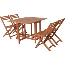 Garden Pleasure Garten-Essgruppe, Tischgruppe »ANAHEIM«, (Set), 4 Stühle (klappbar), Tisch LxB: 110x90 cm, braun