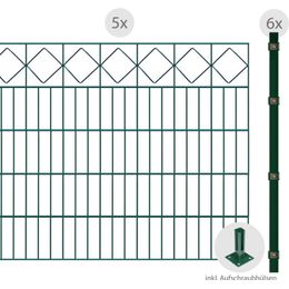 Arvotec Doppelstabmattenzaun ESSENTIAL 100 zum Aufschrauben "Karo" mit Zierleiste, (Set), Zaunhöhe 100 cm, Zaunlänge 2 - 60 m, grün