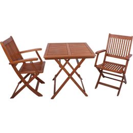 Garden Pleasure Balkonset »SEATTLE«, 2 Stühle (klappbar), Tisch LxB: 70x70 cm, Eukalyptus geölt, beige