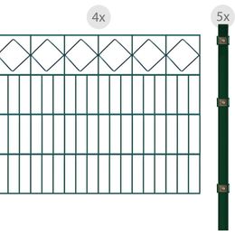 Arvotec Doppelstabmattenzaun EXCLUSIVE 80 zum Einbetonieren "Karo" mit Zierleiste, (Set), Zaunhöhe 80 cm, Zaunlänge 2 - 60 m, grün