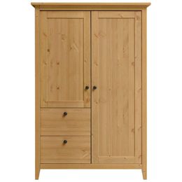 Wohn[glück]lich by Infantil Highboard Solvita, Kommode mit Glastür, Kiefer massiv, Schrank Breite 101 cm, Landhaus, braun