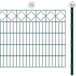 Arvotec Doppelstabmattenzaun ESSENTIAL 100 zum Einbetonieren "Karo" mit Zierleiste, (Set), Zaunhöhe 100 cm, Zaunlänge 2 - 60 m, grün