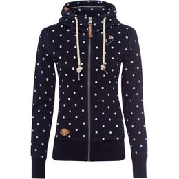 Ragwear Funktions-Kapuzensweatjacke PAYA DOTS O mit Allover-Dots-Print Design, blau