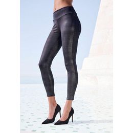 Lascana Leggings im modischen Hahnentrittmuster, schwarz|silberfarben