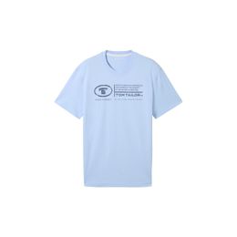 Tom Tailor Herren T-Shirt mit Logo Print, blau, Logo Print, Gr. XL