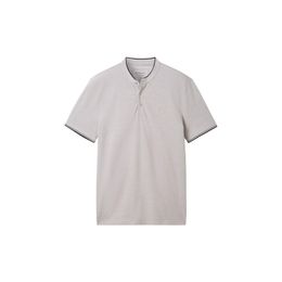Tom Tailor Denim Herren Poloshirt mit Stehkragen, grau, Uni, Gr. S