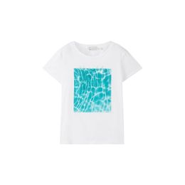Tom Tailor Denim Damen T-Shirt mit Print und Bio-Baumwolle, weiß, Print, Gr. XXL