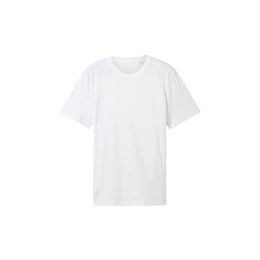 Tom Tailor Denim Herren T-Shirt mit Allover-Print, weiß, Allover Print, Gr. XXL