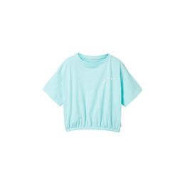 Tom Tailor Mädchen Cropped T-Shirt mit Bio-Baumwolle, blau, Textprint, Gr. 152
