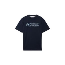Tom Tailor Herren T-Shirt mit Logo Print, blau, Logo Print, Gr. XXL