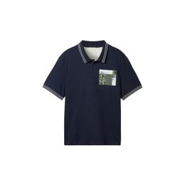 Tom Tailor Herren Plus - Poloshirt mit Print, blau, Print, Gr. 3XL
