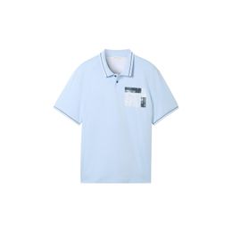 Tom Tailor Herren Plus - Poloshirt mit Print, blau, Print, Gr. 5XL