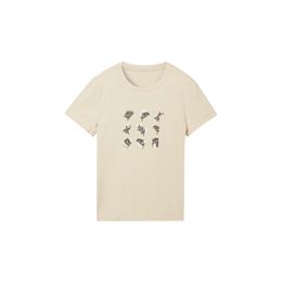 Tom Tailor Damen T-Shirt mit Print, braun, Print, Gr. XXL
