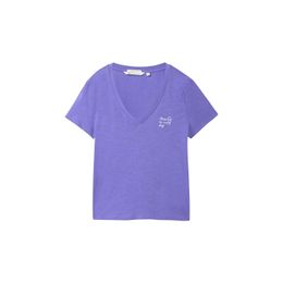 Tom Tailor Denim Damen T-Shirt aus Bio-Baumwolle, lila, Uni, Gr. XXL