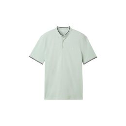 Tom Tailor Denim Herren Poloshirt mit Stehkragen, grün, Uni, Gr. XXL