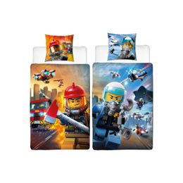 Kinderbettwäsche Lego City Polizei & Feuerwehr Bettwäsche Linon / Renforcé