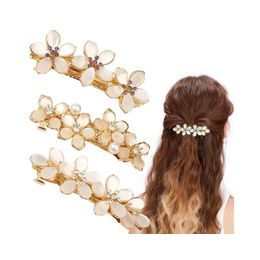 Silberstern Haarnadel 3er-Pack Haarspangen mit Opalblüten-Strasssteinen für Damen