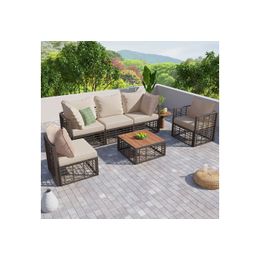 Gotagee Gartenlounge-Set Gartenmöbel Set mit Kissen Polyrattan Lounge Balkonset Sitzgruppe