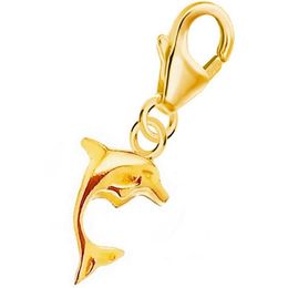 Goldene Hufeisen Charm-Einhänger Delphin Karabiner Charm Anhänger Bettelarmband 925 Silber Vergoldet (inkl. Etui)