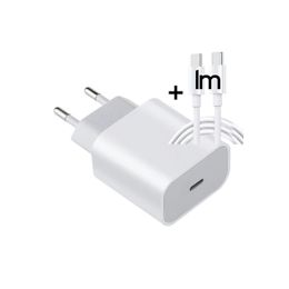TradeNation Ladeset USB-C to C Kabel 1m 20W Schnellladegerät iPhone 15 Ladekabel Smartphone-Ladegerät (Ladegerät + Kabel
