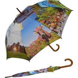 Happy Rain Langregenschirm großer Regenschirm mit Handöffner für Damen