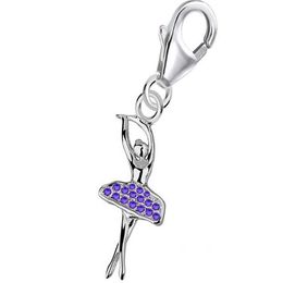 Goldene Hufeisen Charm-Einhänger Tänzerin Ballerina Zirkonia Charm Anhänger 925 Sterling Silber (1 Stück