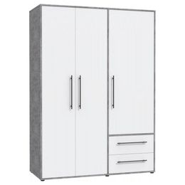 Forte Möbel Forte Möbel Drehtürenschrank Schrank MOKKARIS Kleiderschrank ca. 144 x 200 x 59 cm Beton Grau/Weiß