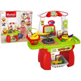LEAN Toys Kinder-Küchenset Supermarkt-Set Einkaufskorb Waage Lebensmittel Lernspielzeug Kasse Ei